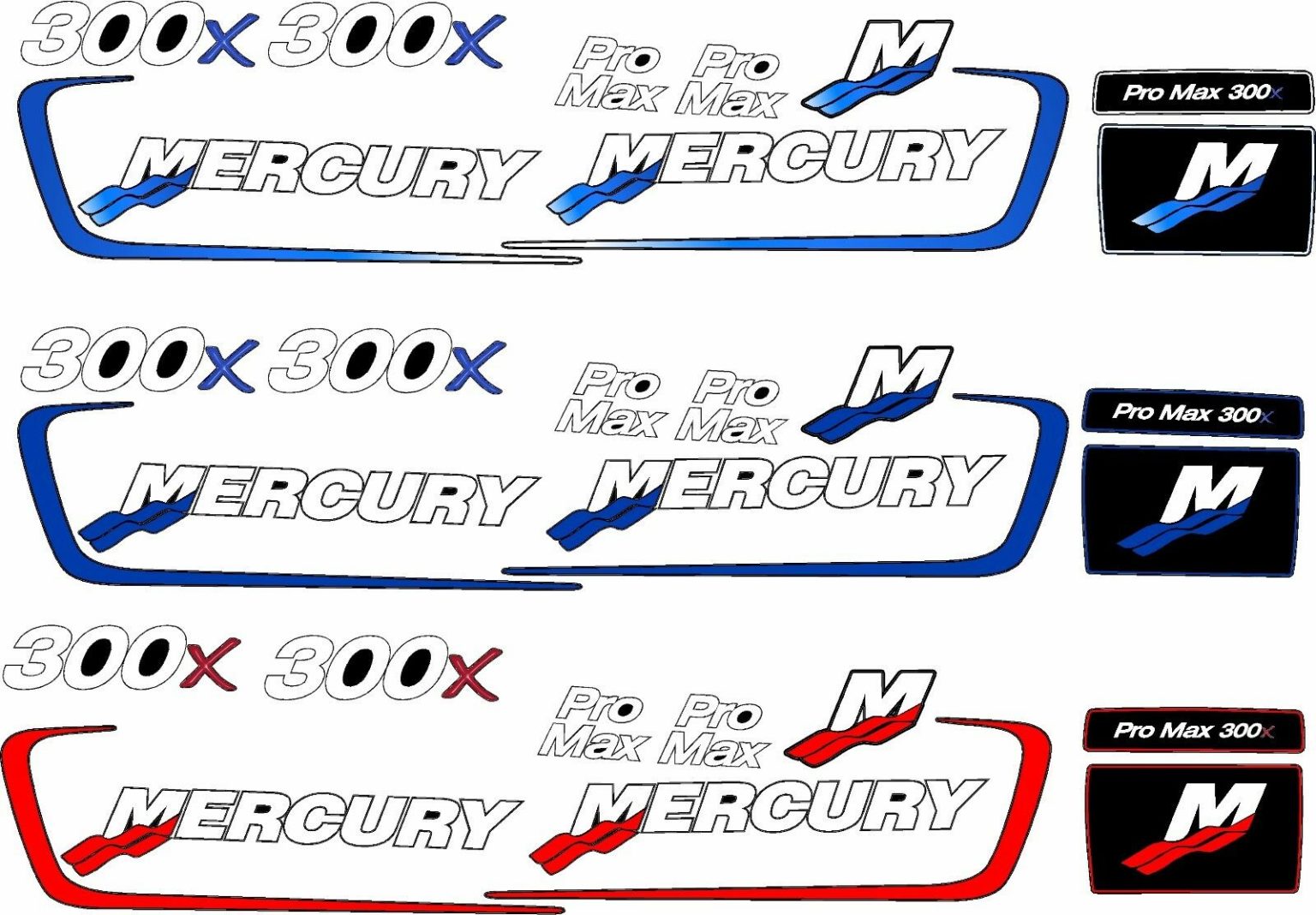 Mercury 300x Alien Outboard Decal Set Kit OEM (Custom Colors Available ...